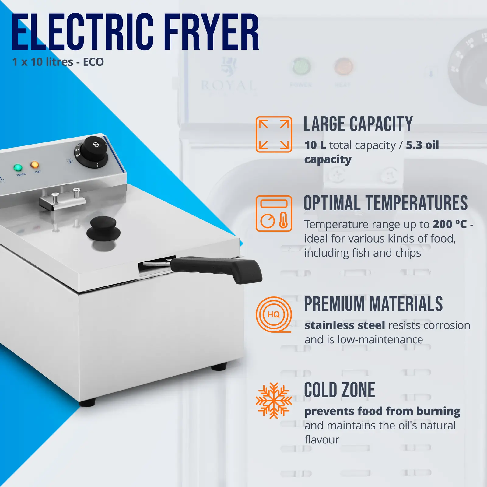 Elektrische friteuse - 1 x 10 liter - ECO | www.expondo.nl