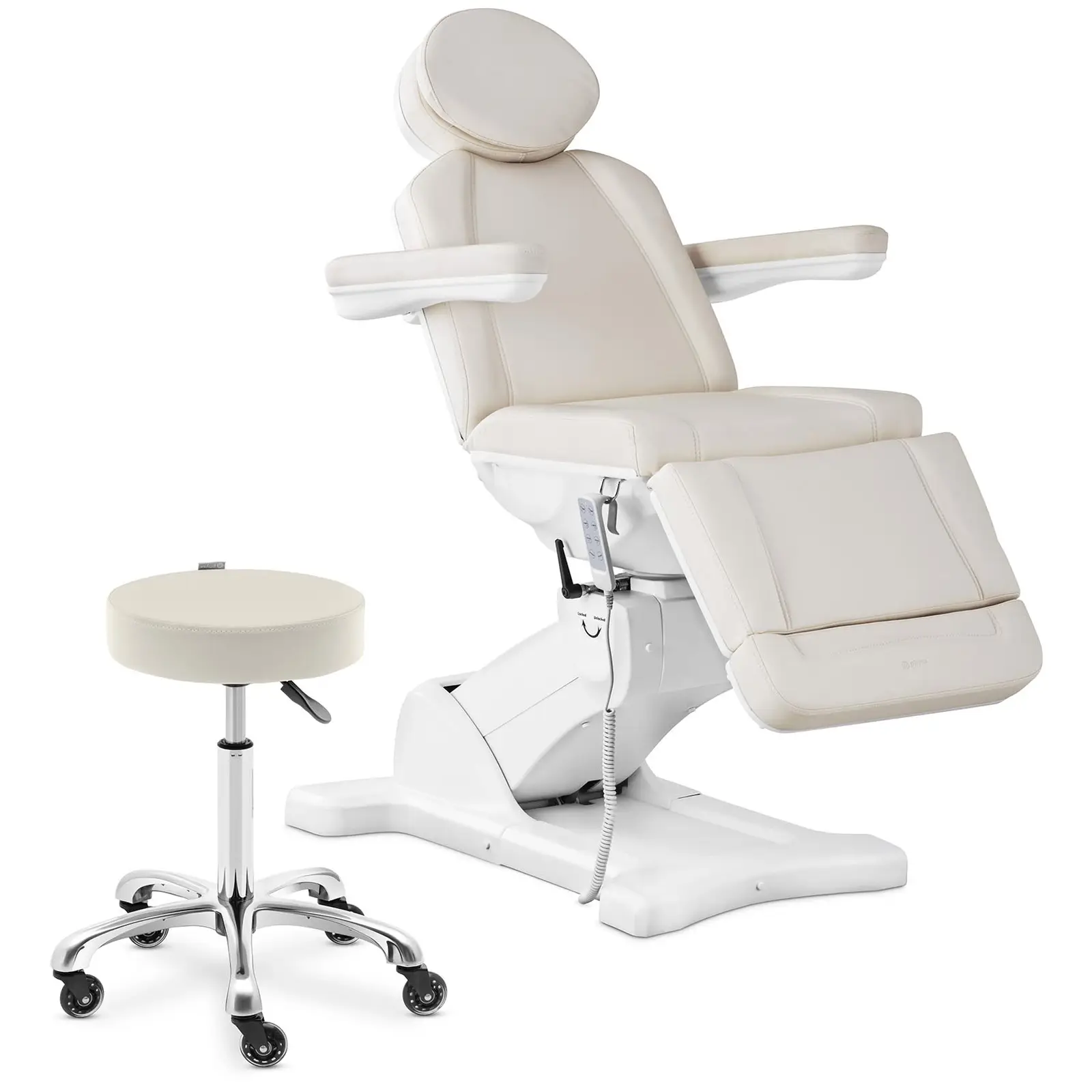 Beauty couch with rolling stool - beige, white | www.expondo.co.uk