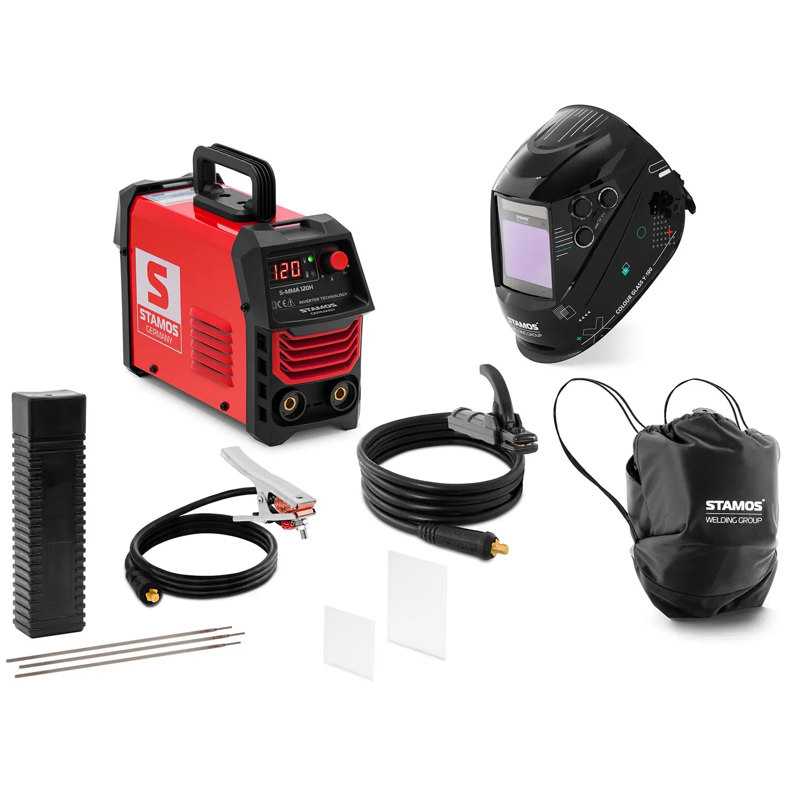 Welding set - Electrode welder - 120 A - welding helmet Colour Glass Y ...
